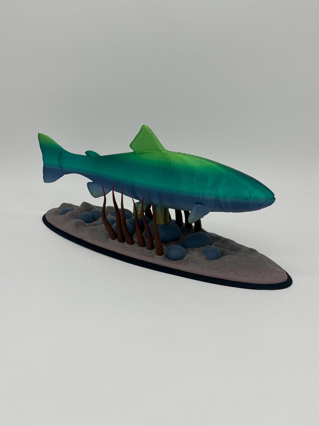 3D Printed Rainbow Trout Fish With Habitat Stand | Fishing Enthusiasts ...