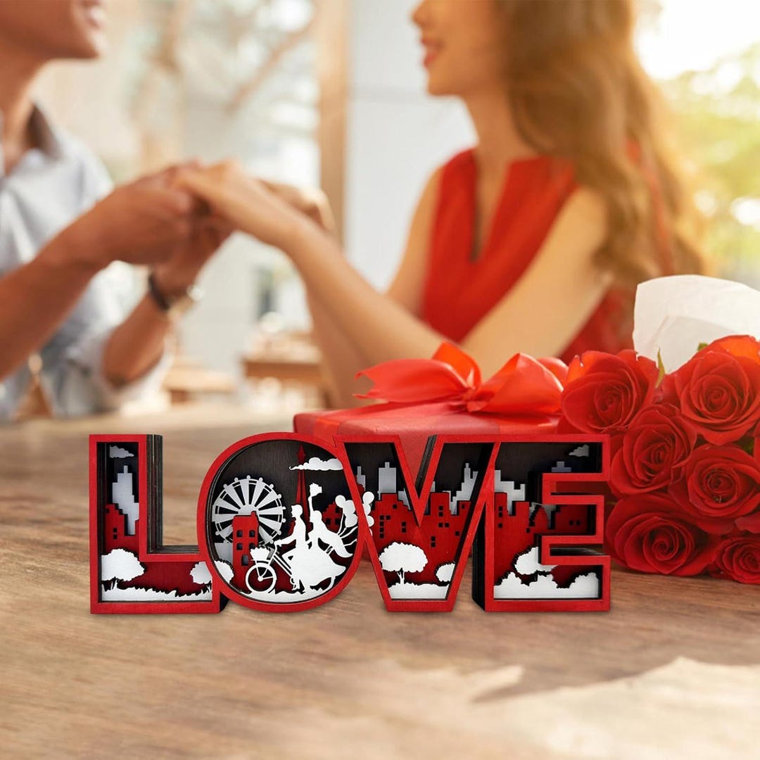 Wooden Love Letter Tabletop Decoration for Couples in Love, Wedding ...