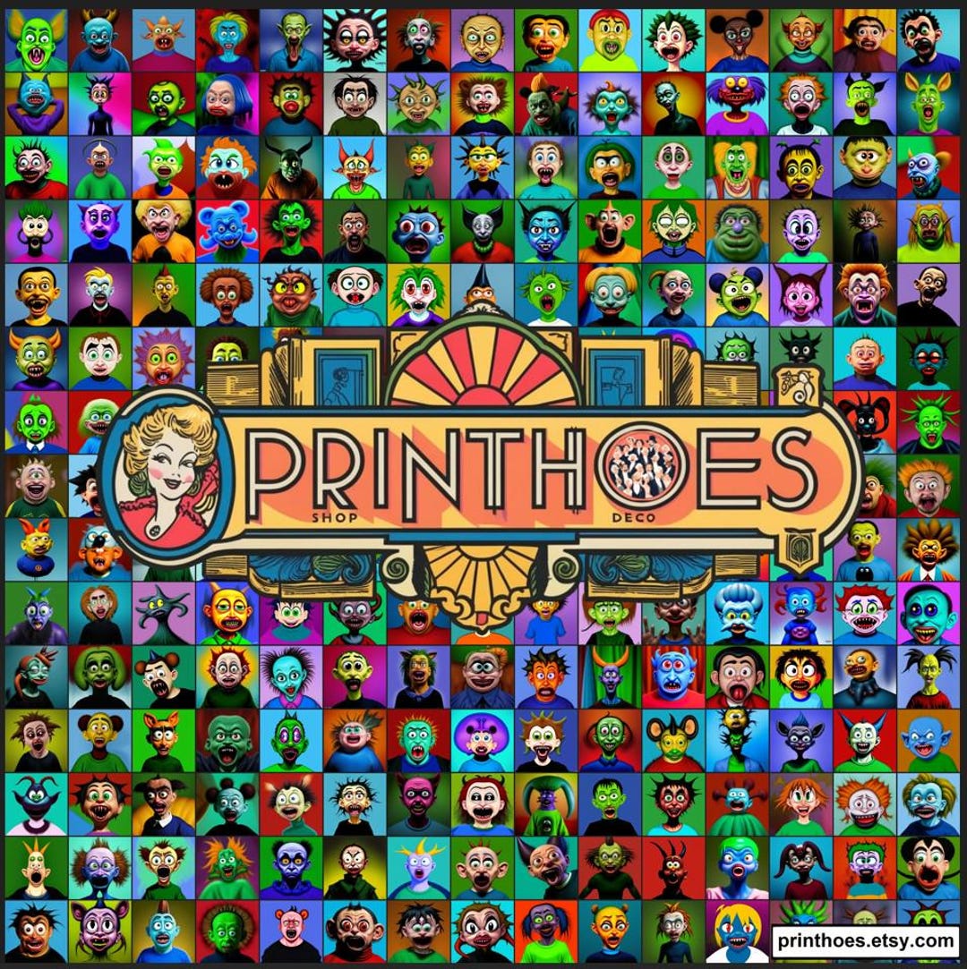 Custom Cursed Cartoon Portrait Grid – Unique Weird Digital Art, Creepy ...