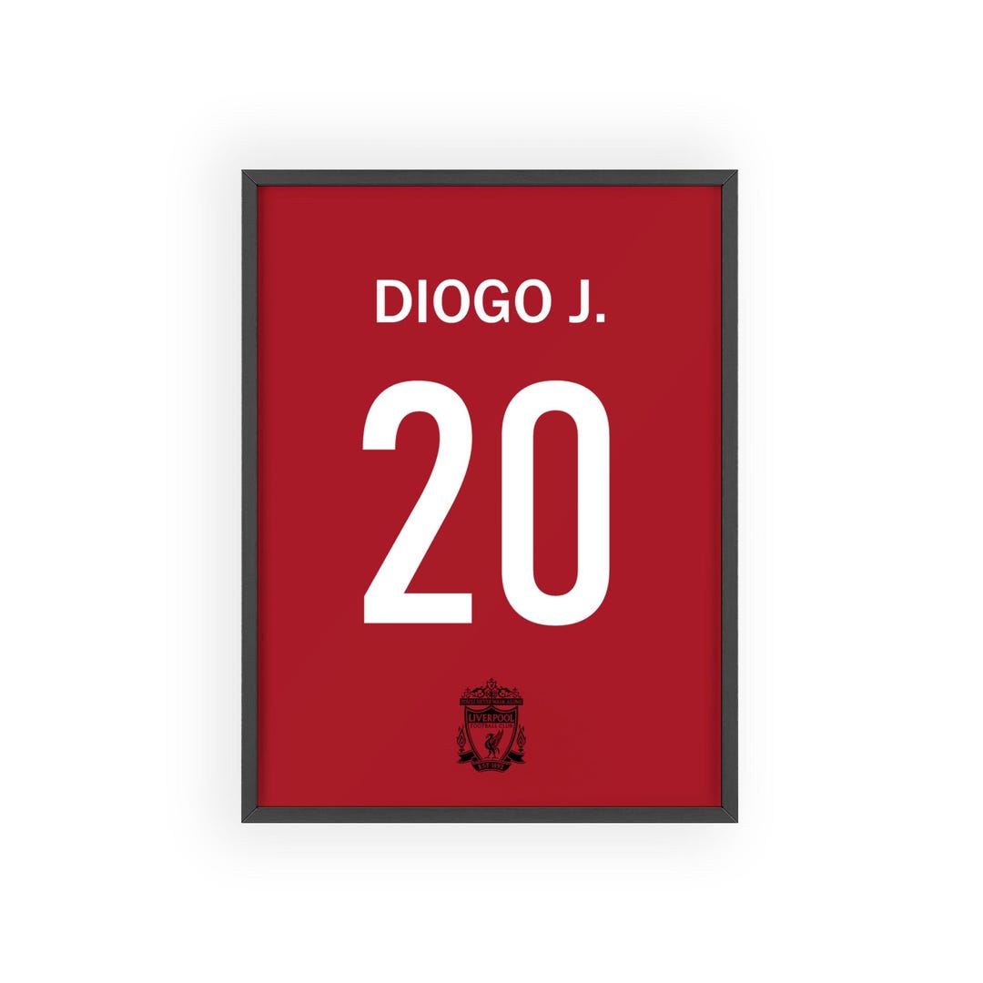 Diogo Jota Liverpool Shirt Number 20 Tribute Frame Poster, Wall Decor ...