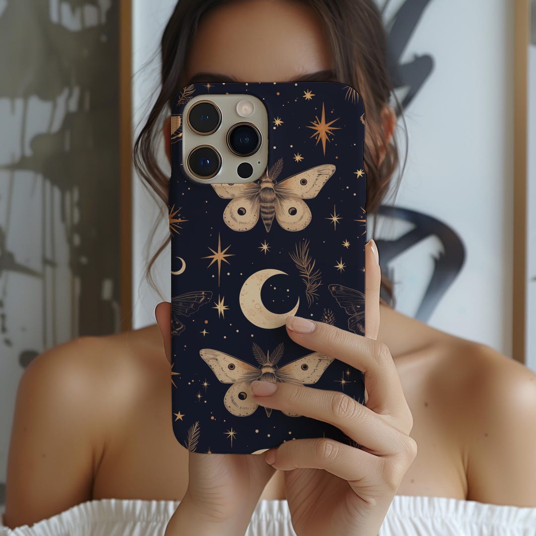 Mystical Luna Moth Phone Case: Celestial Stars, Moon Design - Etsy