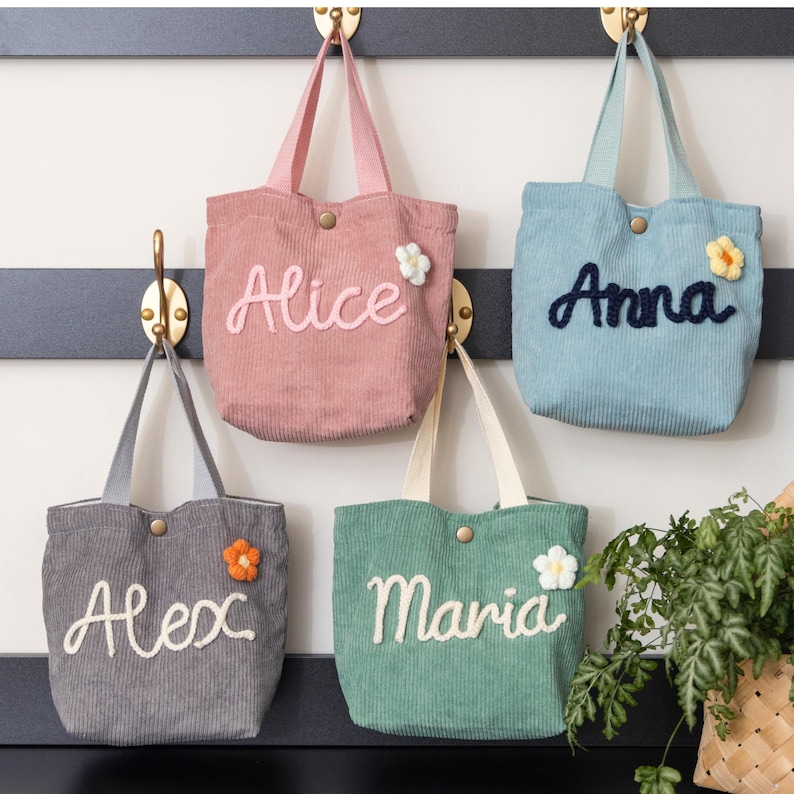 Custom Kids Name Handbag in 5 Colors, Personalized Corduroy Kids ...