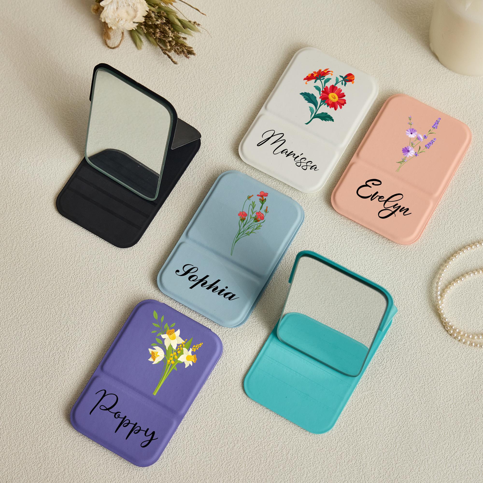 Personalized Leather Compact Mirror, Custom Printed Name Birthday Gift ...