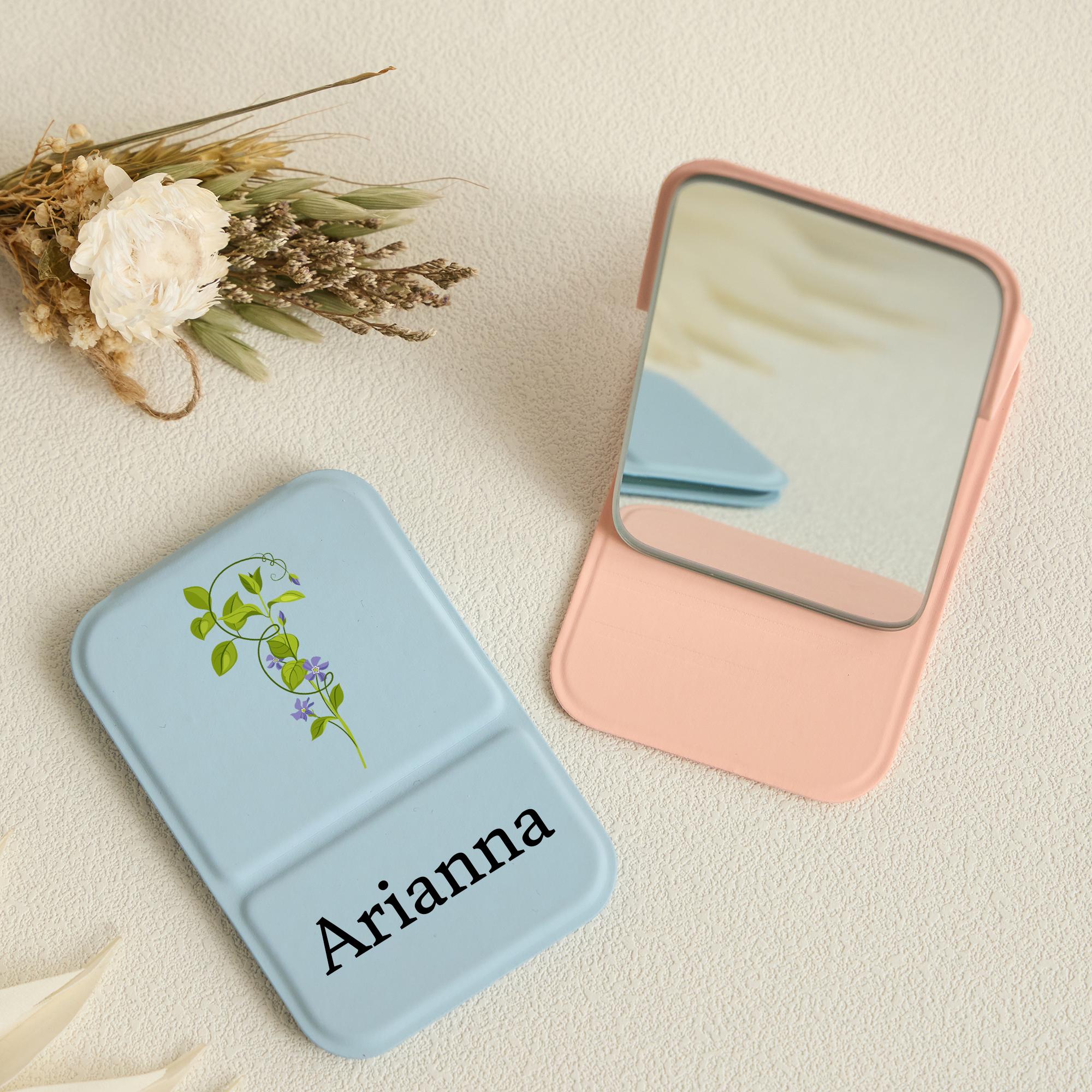 Personalized Leather Compact Mirror, Custom Printed Name Birthday Gift ...