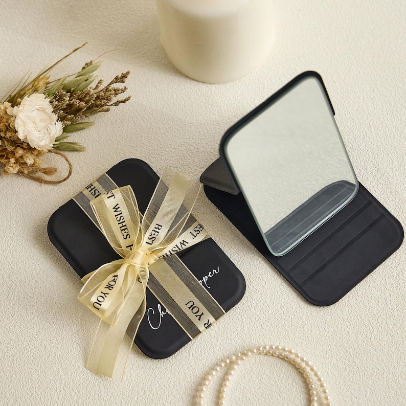 Personalized Leather Compact Mirror, Custom Printed Name Birthday Gift ...