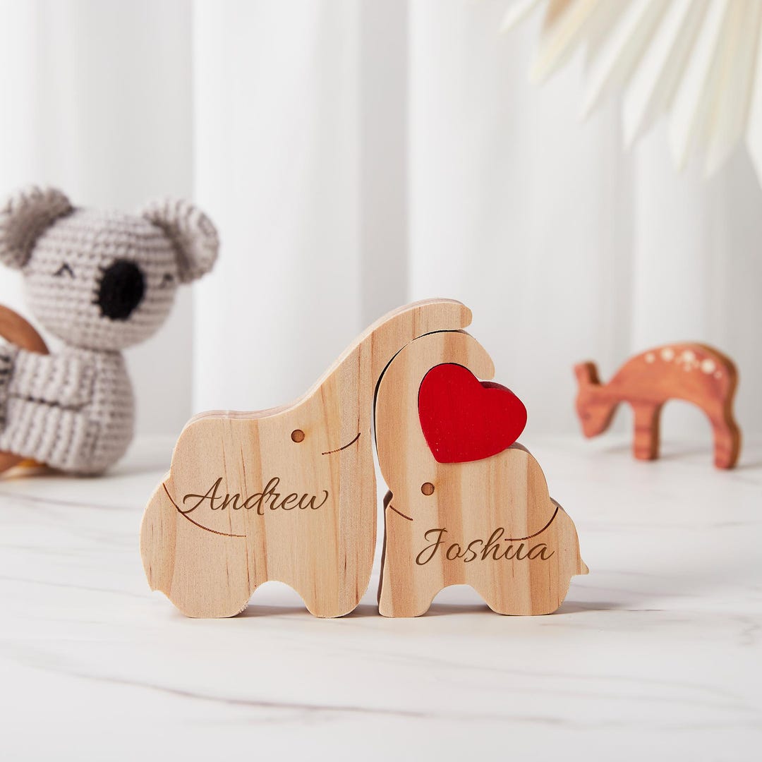 Personalized Engraved Wooden Elephant Family Puzzle, Family Decor ...