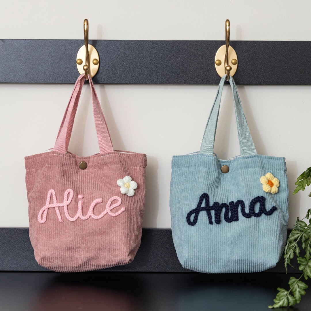 Custom Kids Name Handbag in 5 Colors, Personalized Corduroy Kids ...