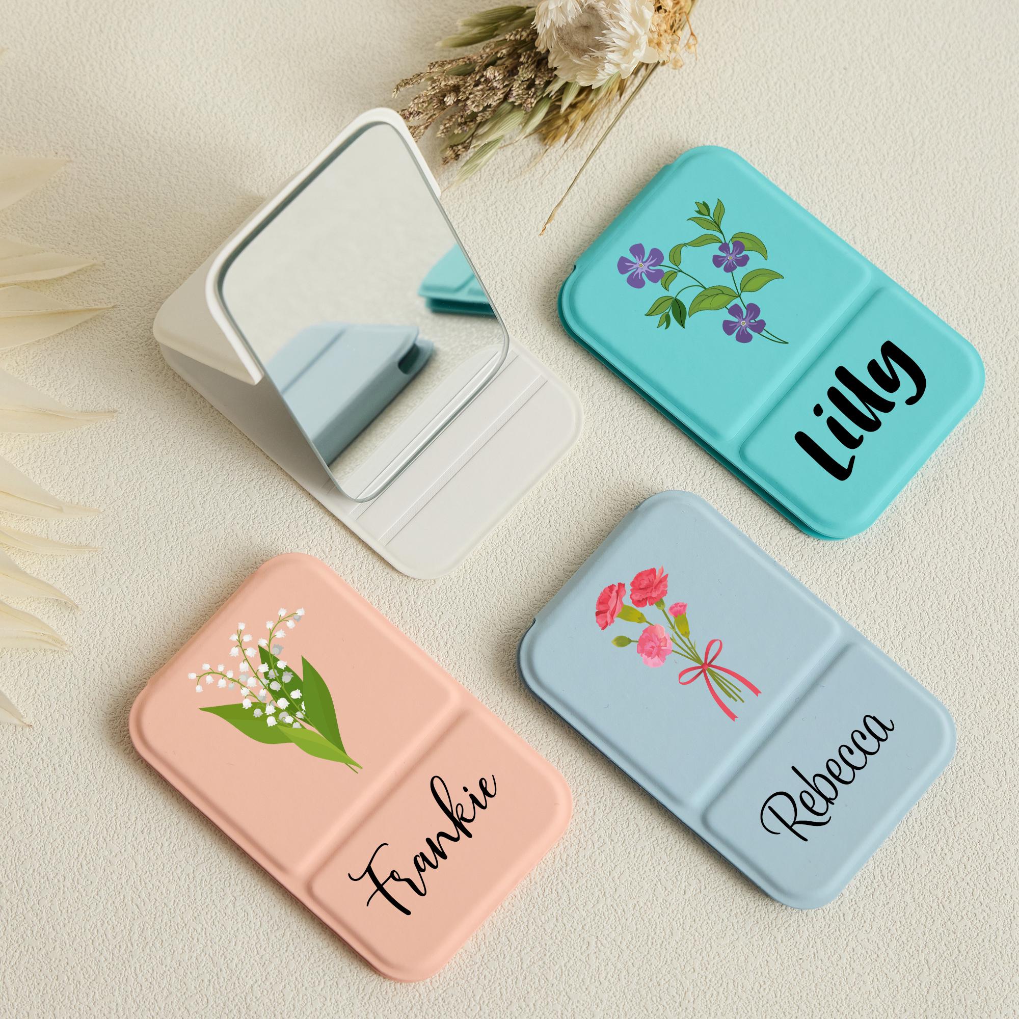 Personalized Leather Compact Mirror, Custom Printed Name Birthday Gift ...