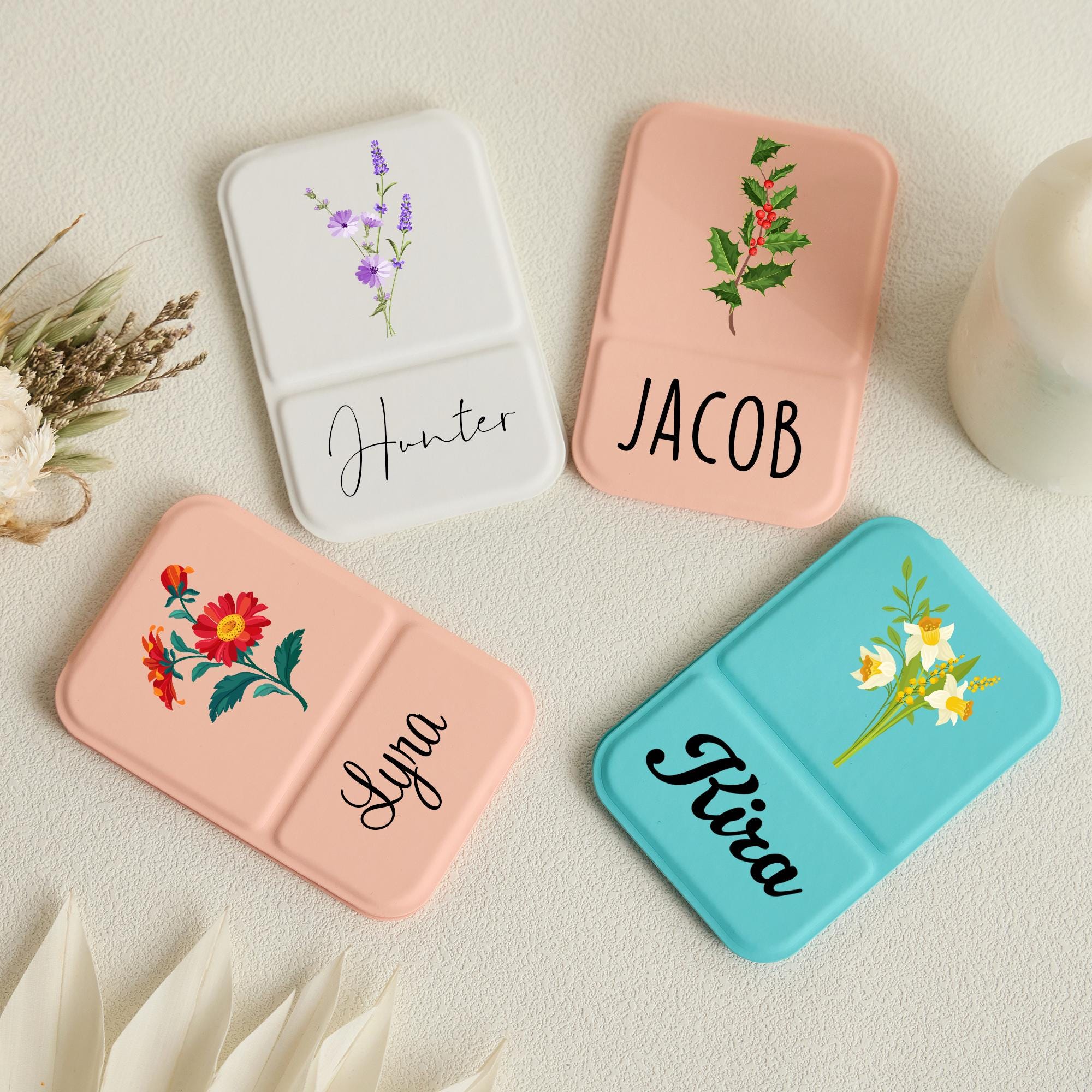 Personalized Leather Compact Mirror, Custom Printed Name Birthday Gift ...