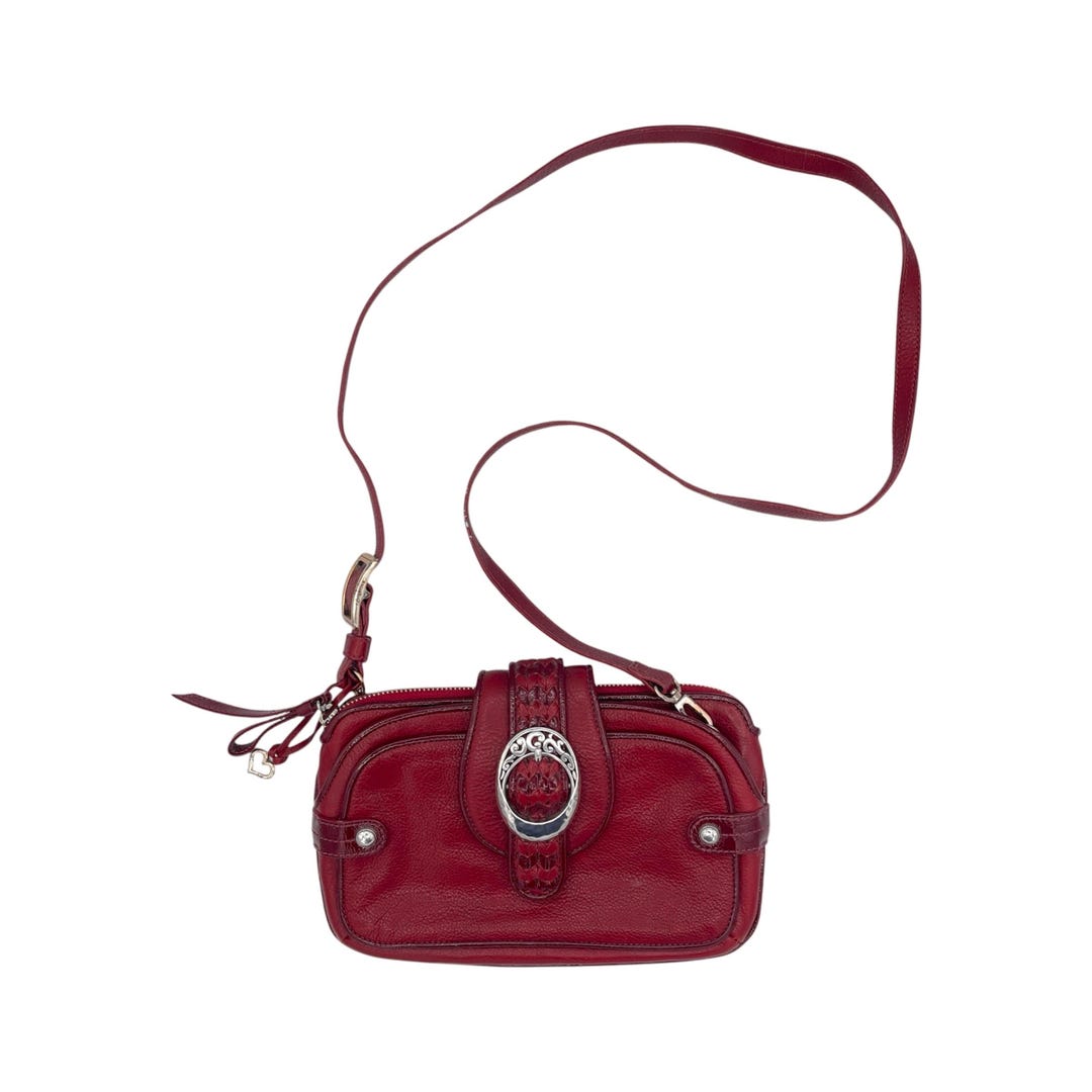 Brighton Burgundy Red Western Inspired Pebble Leather Crossbody Bag ...