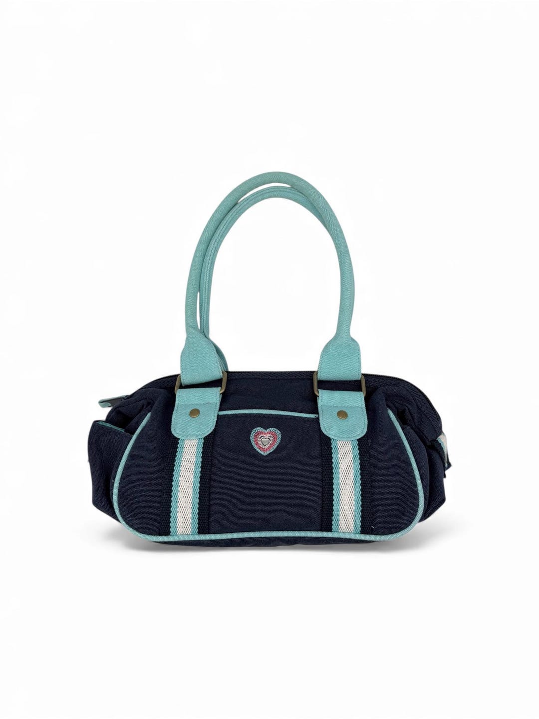 Rare Vintage GAP Canvas Mini Bag – Navy & Aqua Handbag With Heart Patch ...