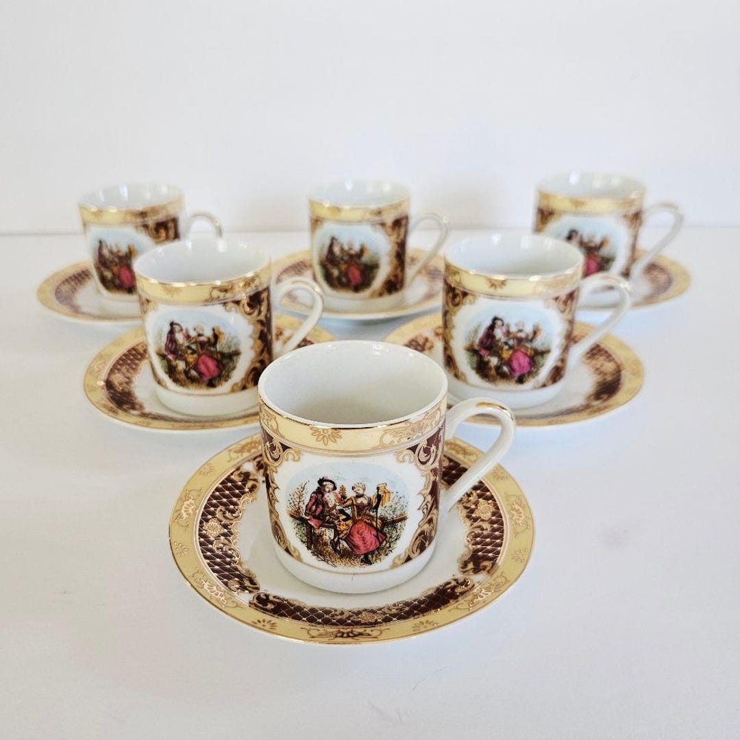 Vintage HI-LUXE Porcelain Hand Painted Espresso Demitasse Cup & Saucer ...