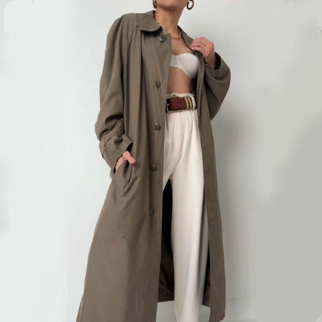 Vintage Windsor Timeless Waterrepellent Tan Plaid Lined Scandi Trench ...