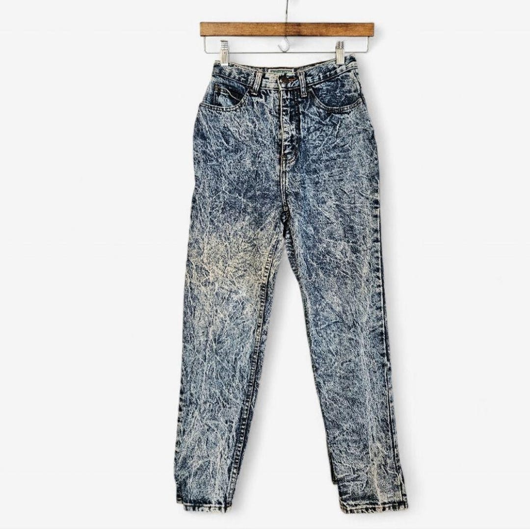 Vintage Stefano 1980's Pinch Waist High Rise Acid Wash Tapered Leg Snap ...