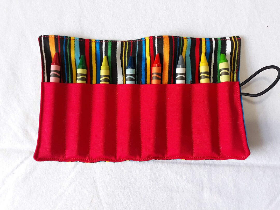 PRIMARY STRIPES Crayon Roll up Holds 8 to 14 Crayons - Etsy