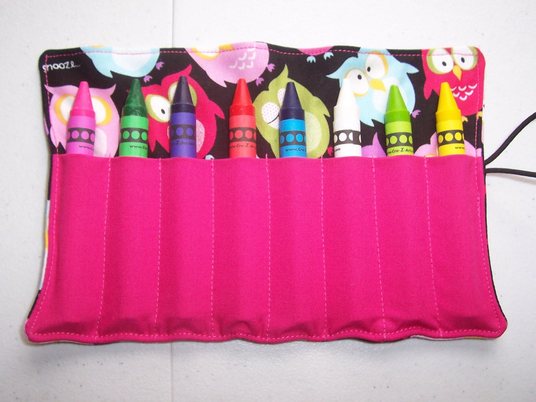 Owl Crayon Roll up Holds 8 to 14 Crayons - Etsy
