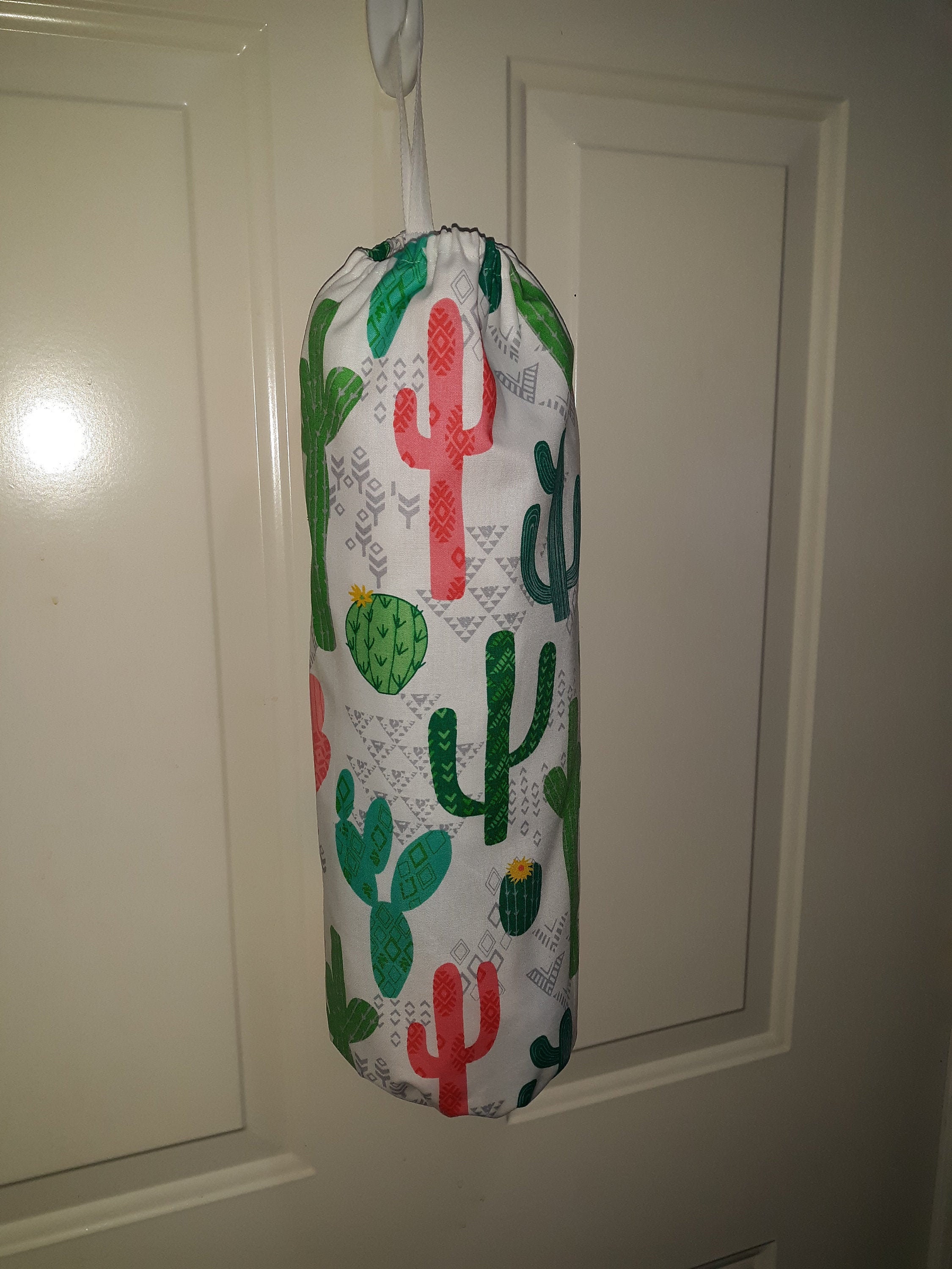 CUTE CACTUS plastic bag holder organizer fabric bag holder | Etsy