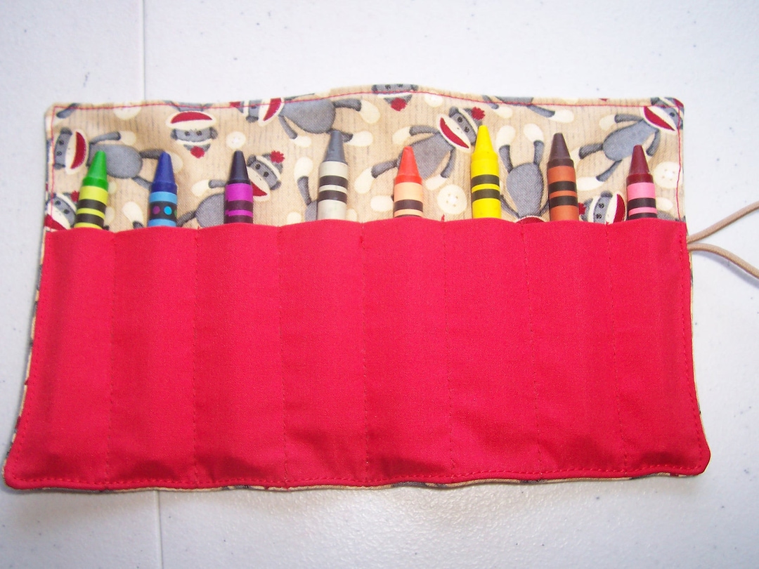 Sock Monkey Crayon Roll up Holds 8 to 14 Crayons - Etsy