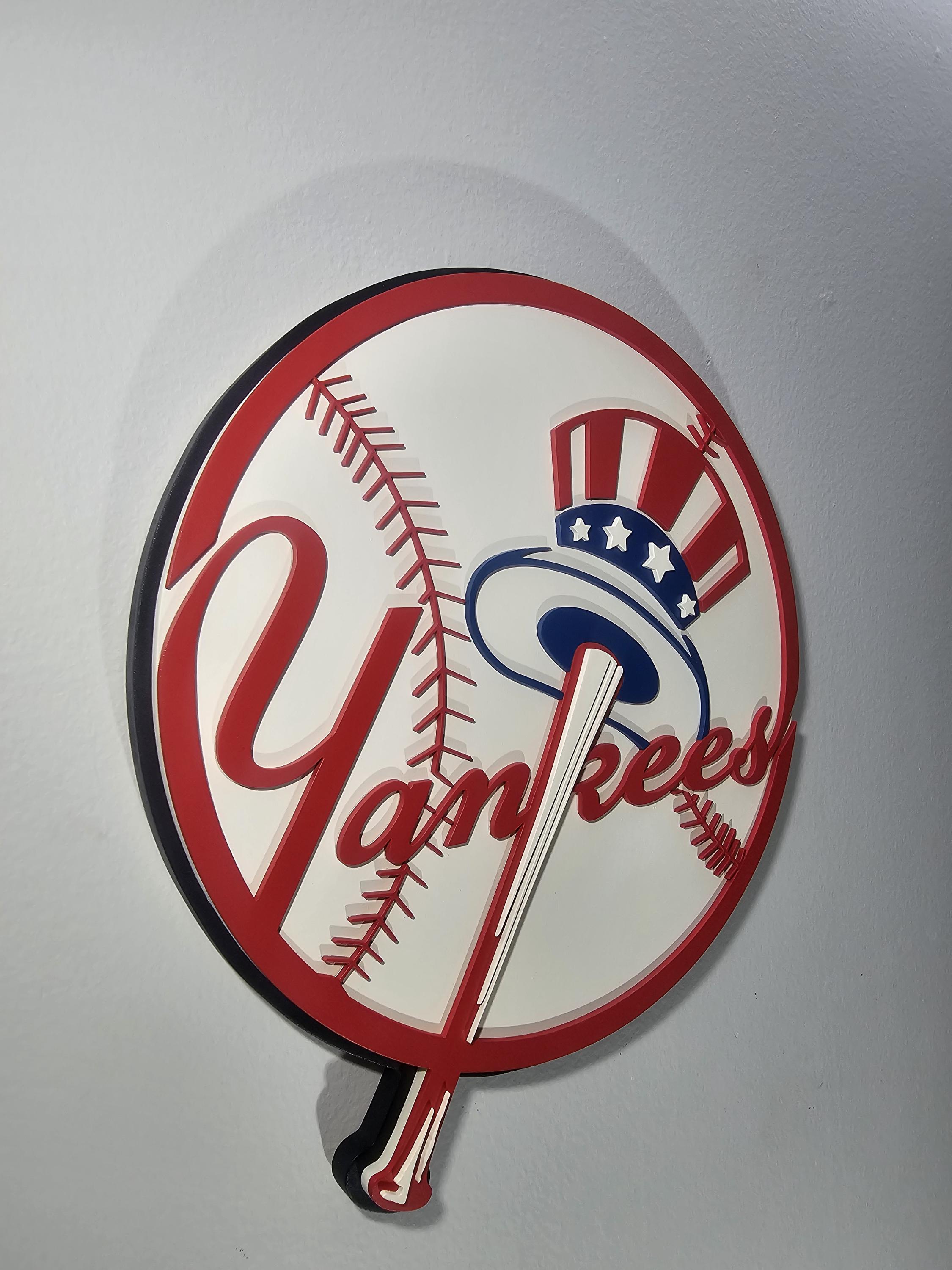 3D Wooden NY Yankees Wall Art. Handcrafted Sports Logo Sign. Man Cave ...