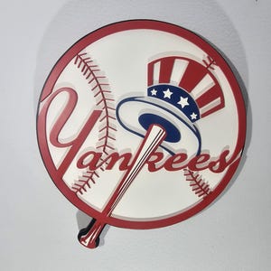 3D Wooden NY Yankees Wall Art. Handcrafted Sports Logo Sign. Man Cave ...