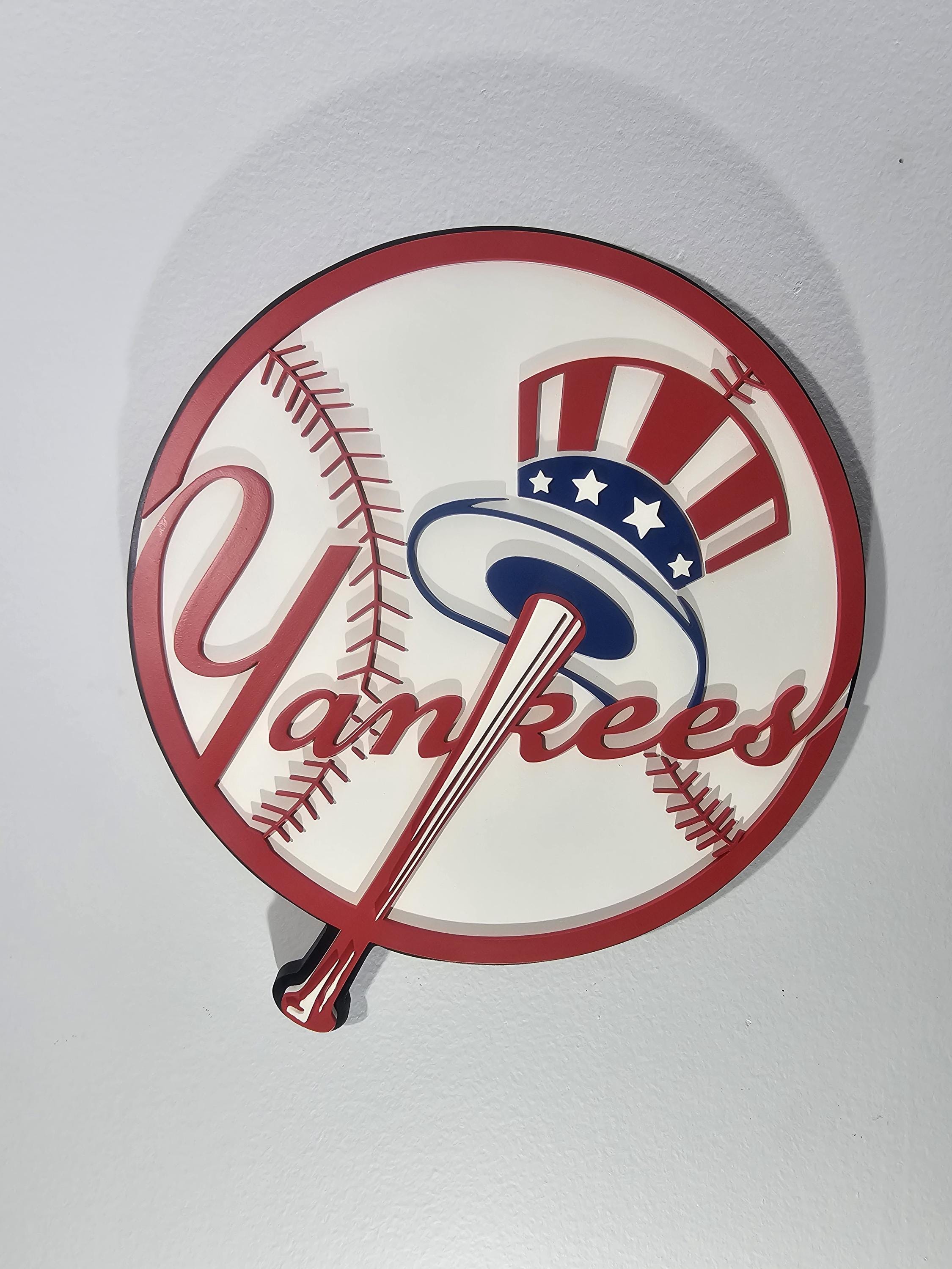 3D Wooden NY Yankees Wall Art. Handcrafted Sports Logo Sign. Man Cave ...