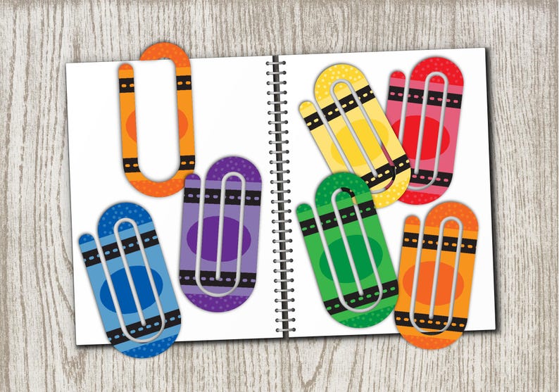 6 CRAYON Big Paper Clip Designs • Big, Fun, Bright Colors • Colors ...