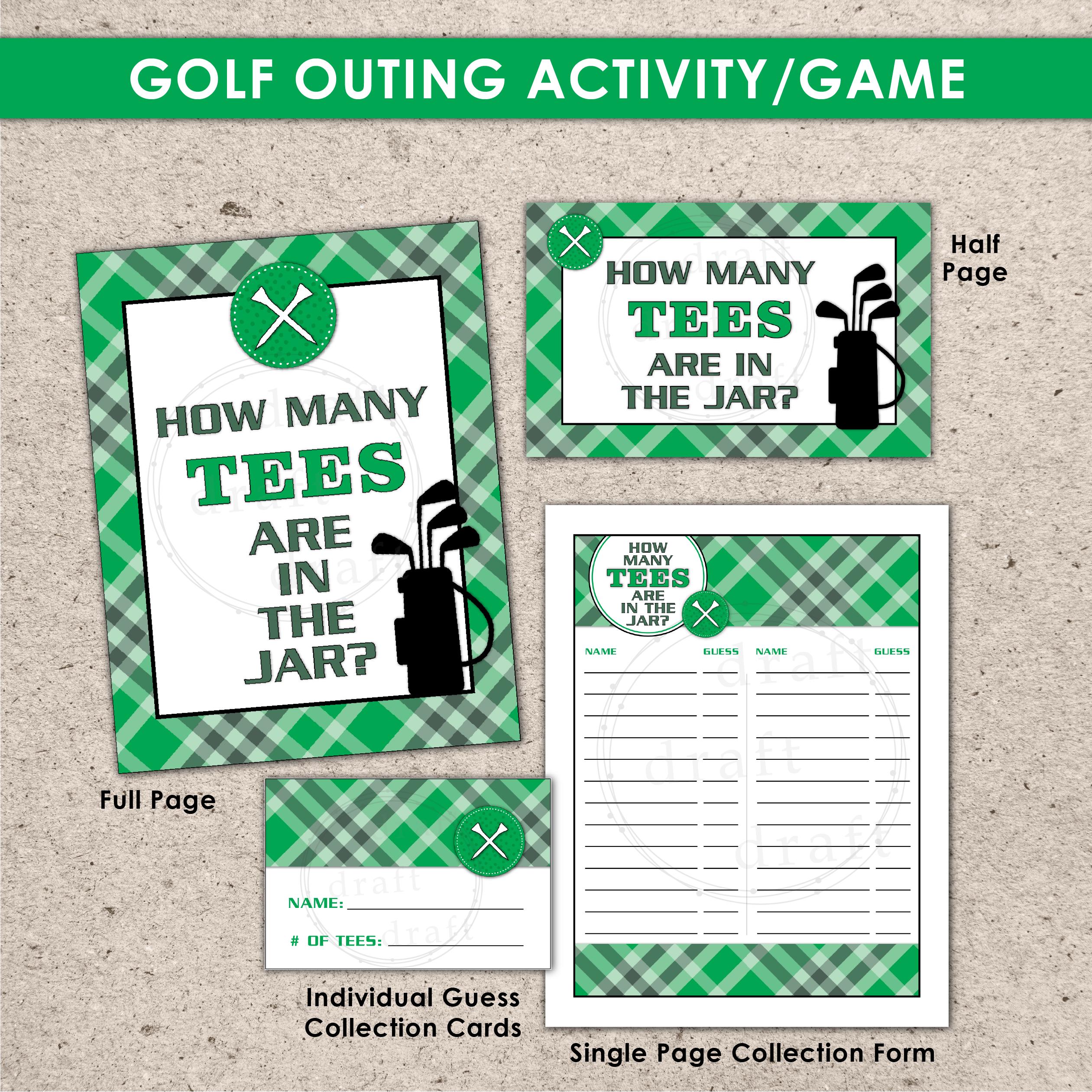 GOLF OUTING Activity Game Design • Guess the Number of Tees • Golf ...