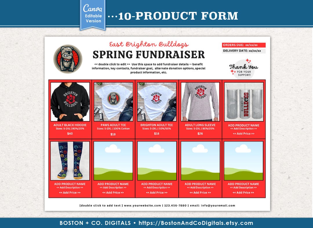 10 Product Fundraiser Flyer Design • Editable • Include up to 10 ...