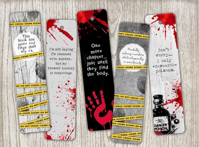 5 TRUE CRIME Bookmark Designs • Thriller • Criminal, Mystery • Reading ...