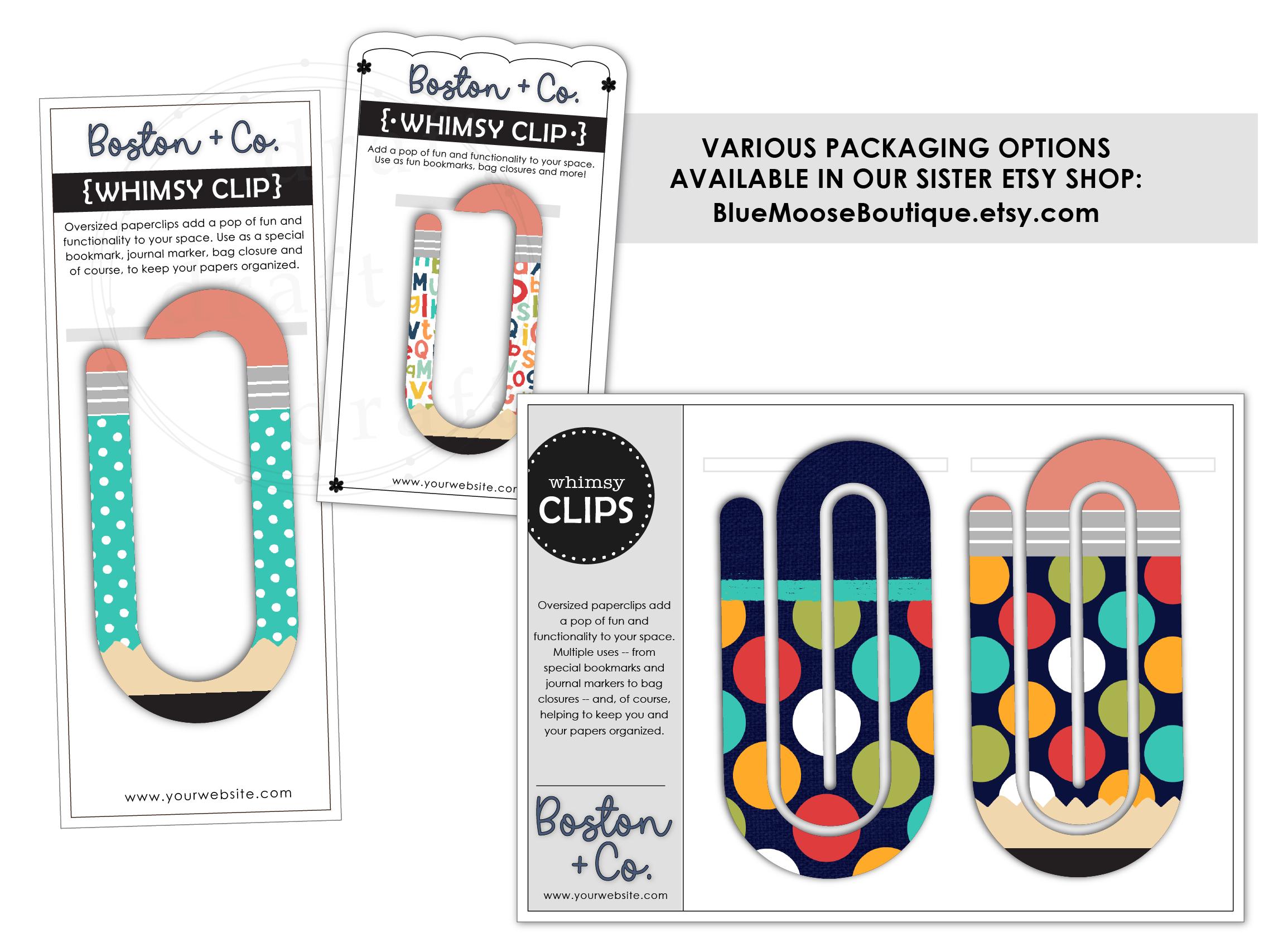 5 SCHOOL Big Paper Clip Designs • Big, Fun, Bright Colors • Pencils ...