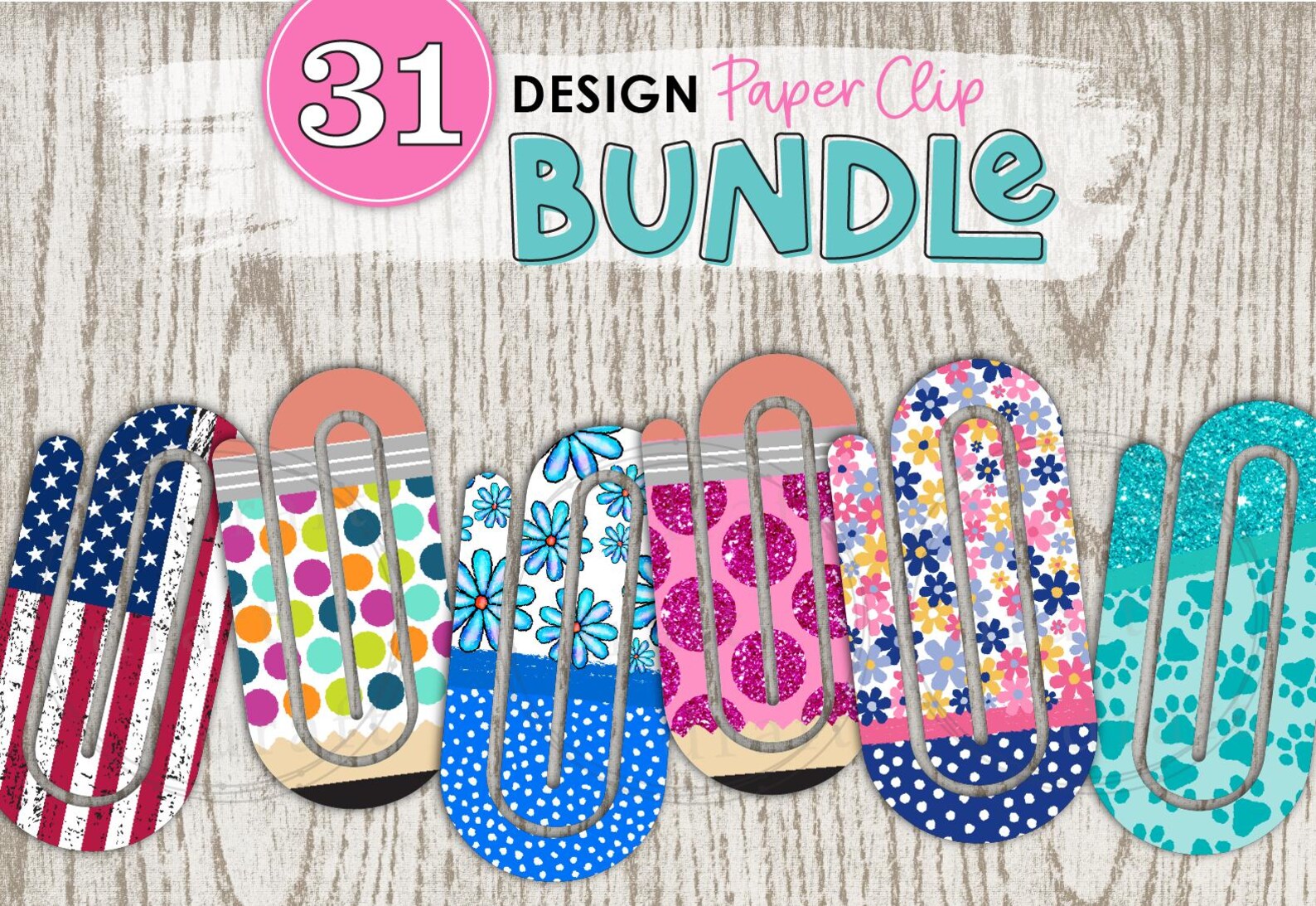 31 Design Bundle Big Paper Clip Designs • Bright Colors • Paperclip ...