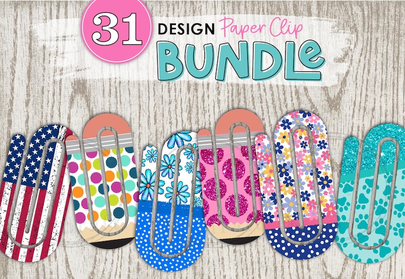 31 Design Bundle Big Paper Clip Designs • Bright Colors • Paperclip ...