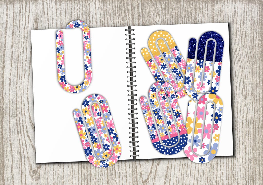 5 Flower Big Paper Clip Design Bundle • Fun • Cute Floral, Polka Dots ...