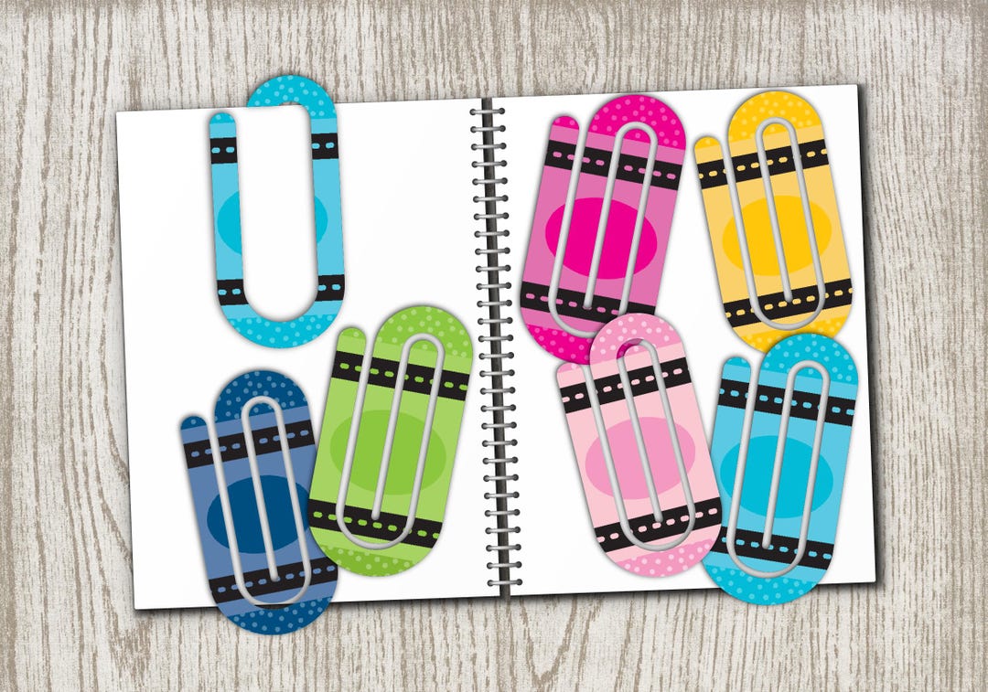 6 Crayon Big Paper Clip Designs • Big, Fun, Bright Colors • Daisies ...