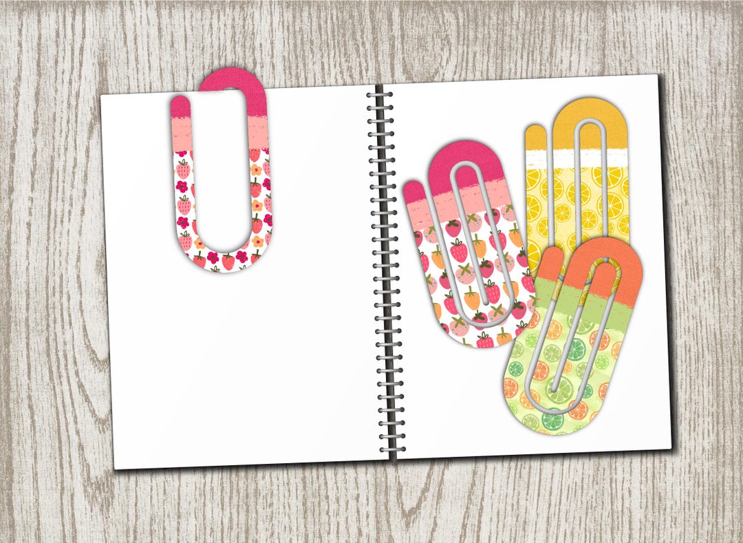 3 FRUIT Big Paper Clip Designs • Teacher • Paperclip • Large Bookmarks ...