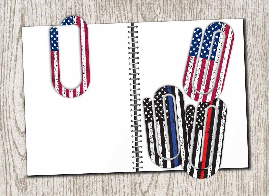 3 Big Paper Clip Designs • American Flag • Thin Blue Red Line ...