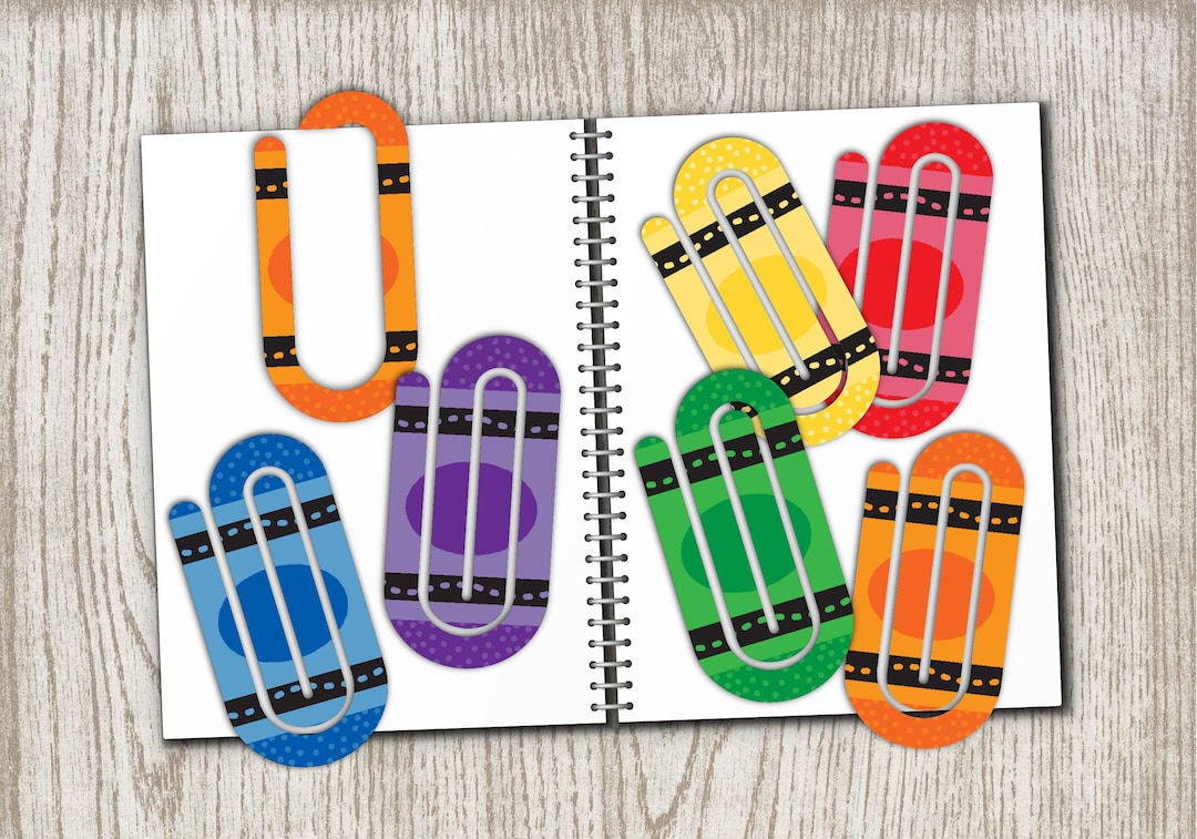 6 CRAYON Big Paper Clip Designs • Big, Fun, Bright Colors • Colors ...