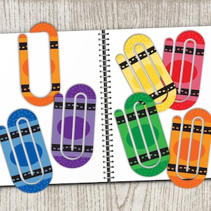 6 CRAYON Big Paper Clip Designs • Big, Fun, Bright Colors • Colors ...