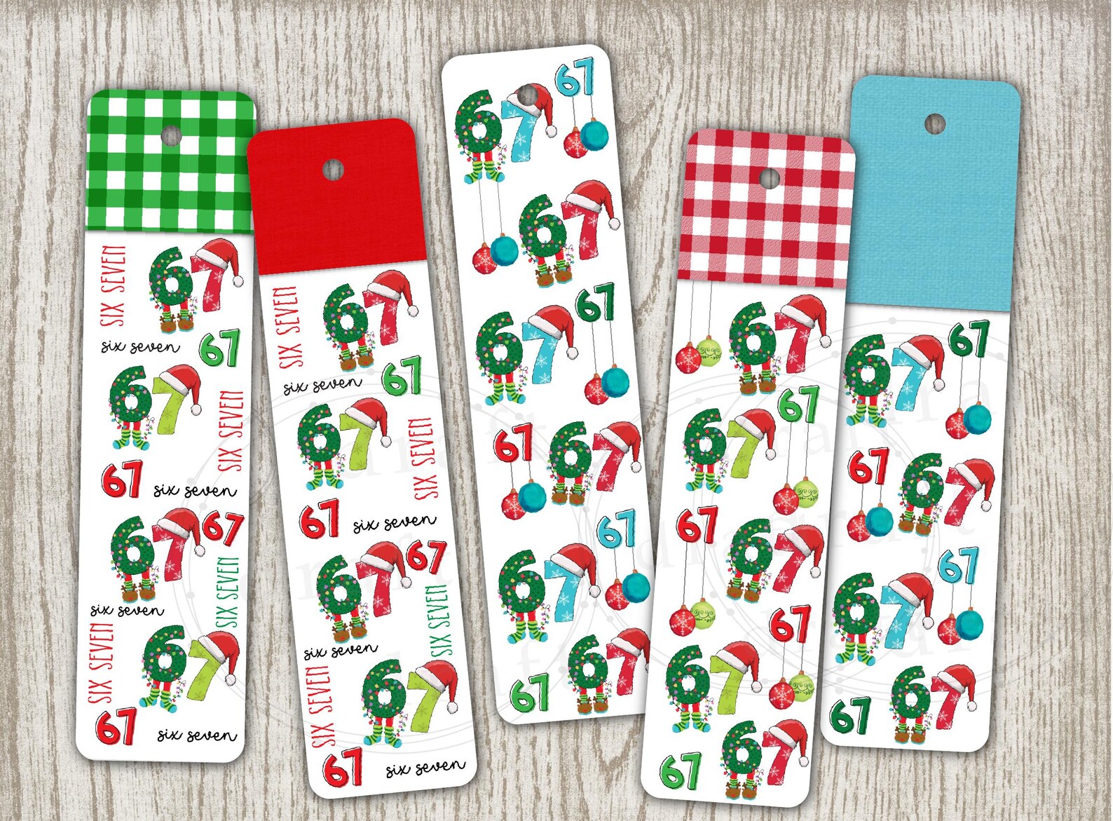 5 SIX SEVEN - 6 - 7 Bookmark Designs • Holiday, Christmas • Book Lover ...