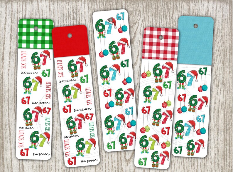 5 SIX SEVEN - 6 - 7 Bookmark Designs • Holiday, Christmas • Book Lover ...