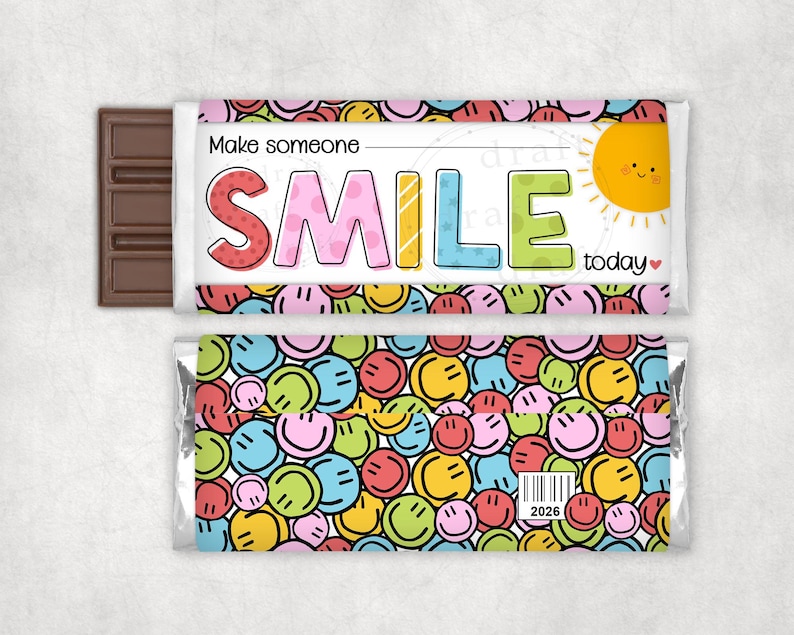 Smile Chocolate Candy Bar Design • Cute, Happy Faces • Positivity ...