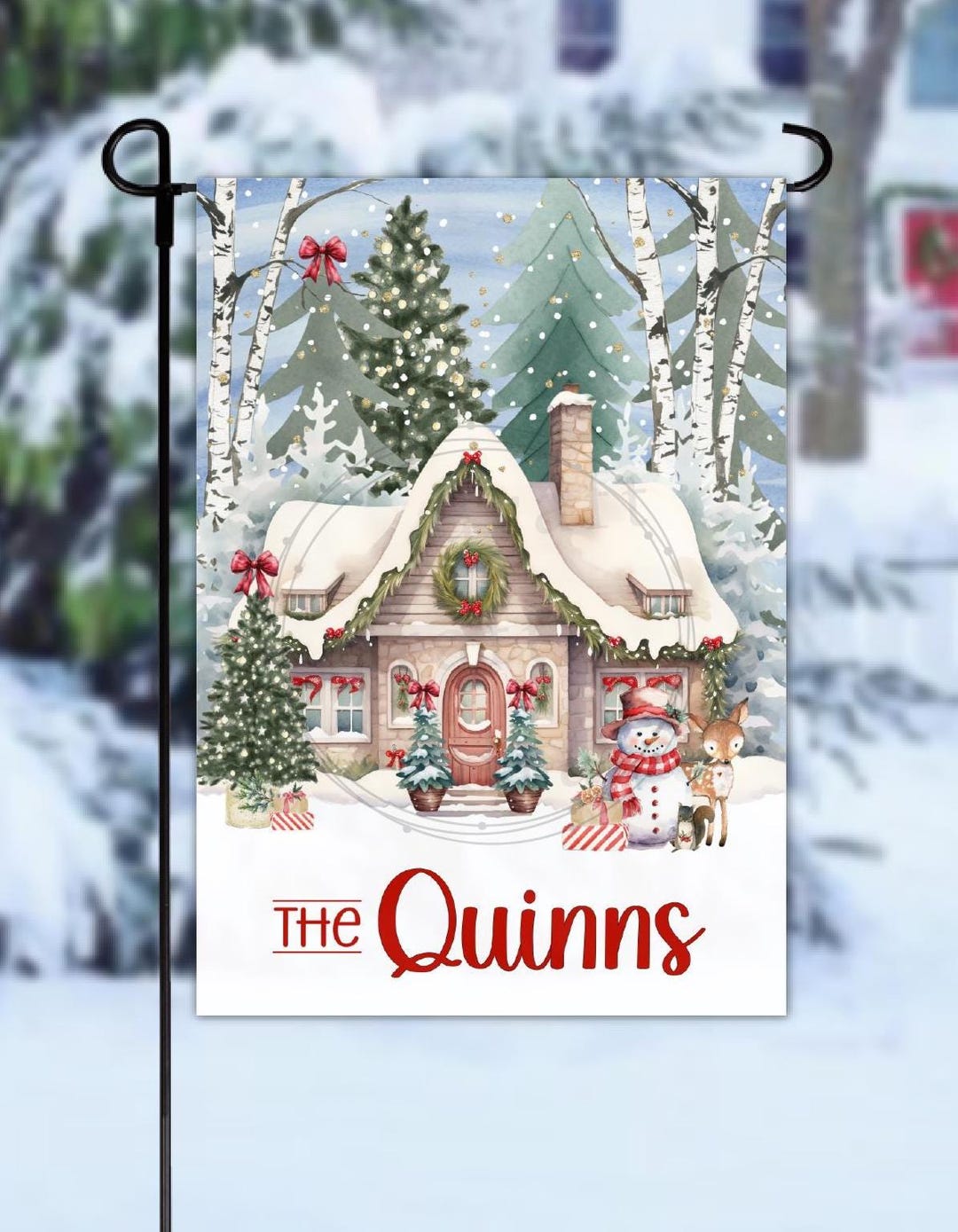 Gingerbread House Garden Flag Design • Snowman • Merry Christmas Wishes ...