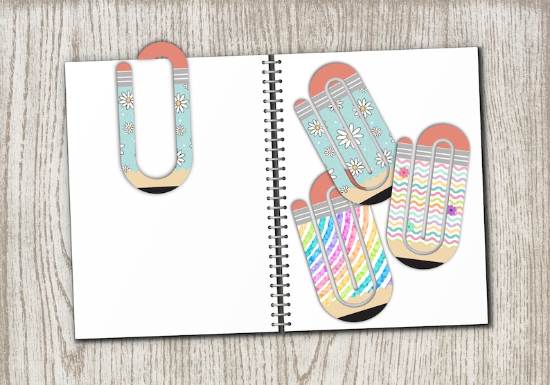 3 PENCIL Big Paper Clip Designs • Teacher • Spring • Paperclip • Large ...