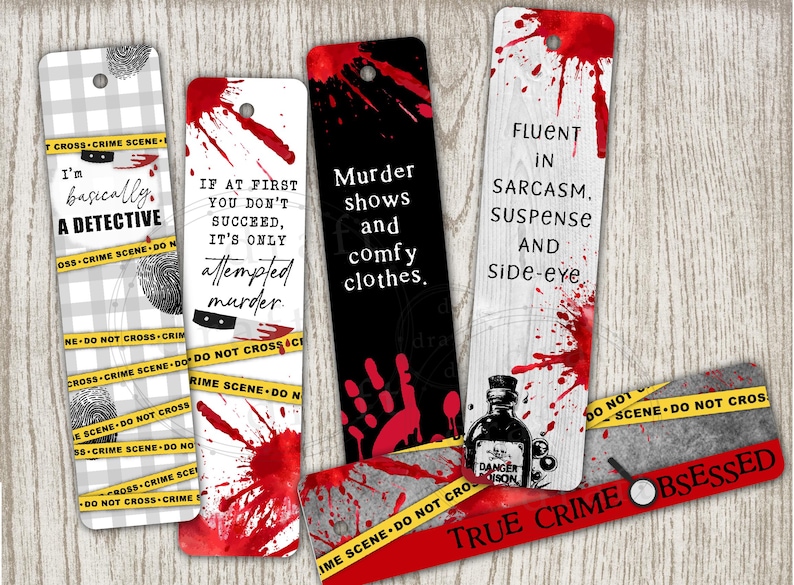 5 TRUE CRIME Bookmark Designs • Thriller • Criminal, Mystery • Reading ...