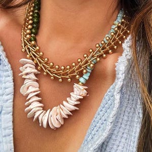 Handmade Beachy Shell Necklace – Shell & Quartz Beaded – 16-18 ...