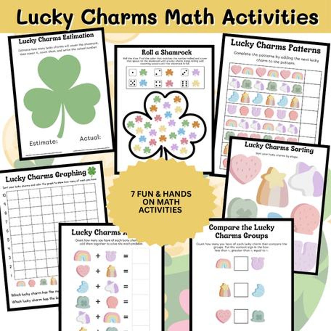 Lucky Charms Math Activities | Preschool Kindergarten Printable ...