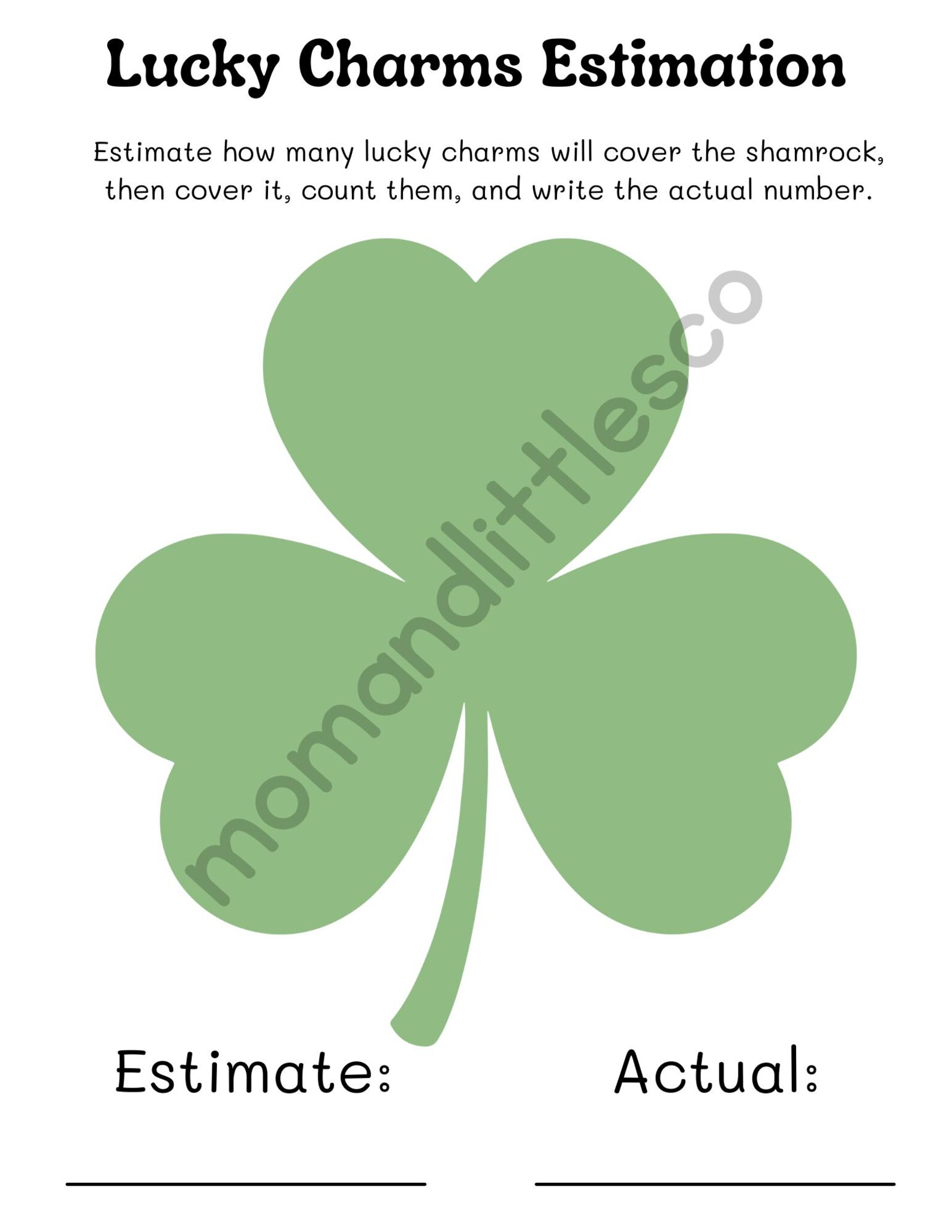 Lucky Charms Math Activities | Preschool Kindergarten Printable ...