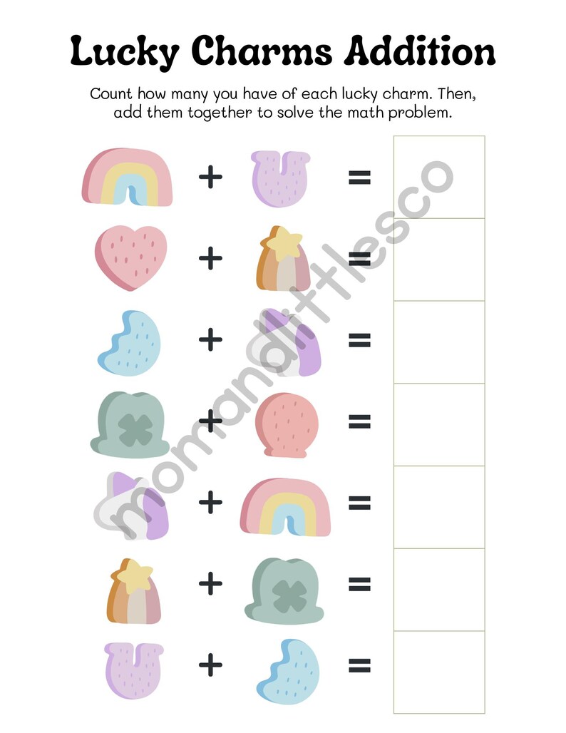 Lucky Charms Math Activities | Preschool Kindergarten Printable ...