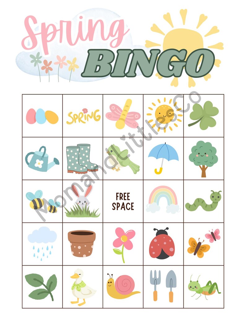 Printable Spring Bingo Cards, Kids Party Game, Classroom Activity ...