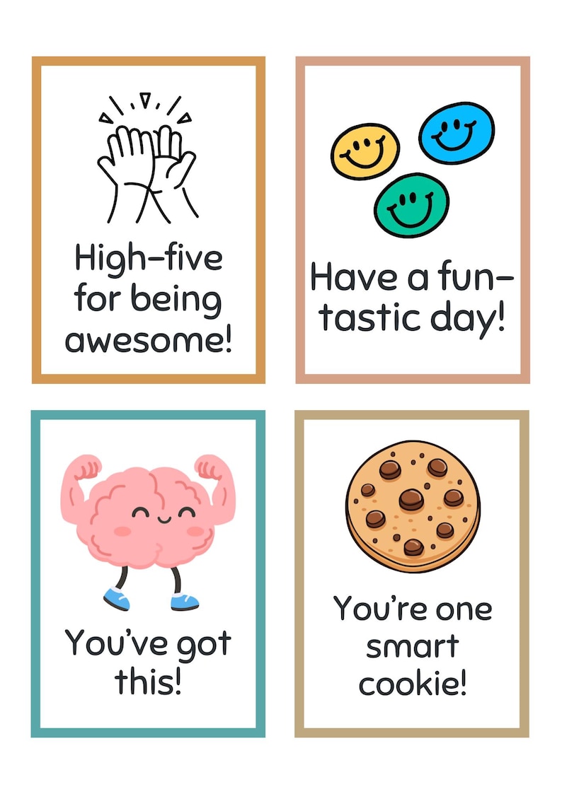 Kids Lunch Box Notes | 60 Printable Encouragement Cards (digital ...